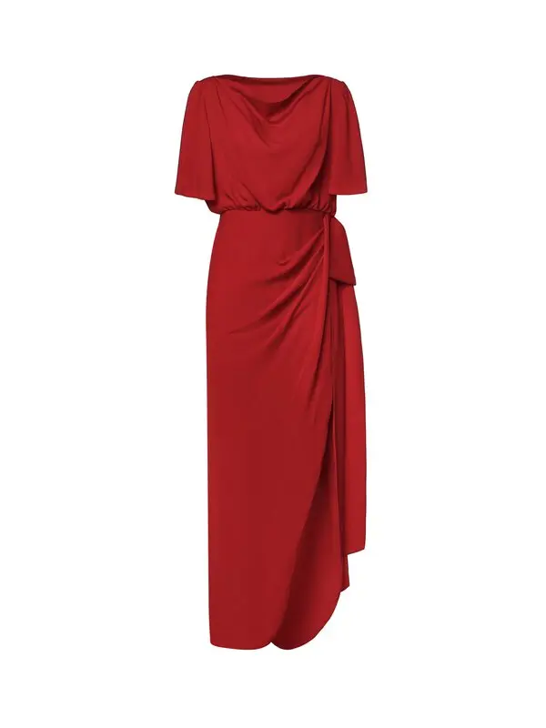 Valentino Garavani Draped Short-sleeved Dress - Red