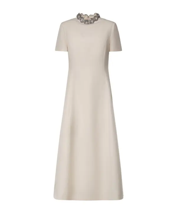 Valentino Garavani Crepe Couture Embroidered Midi Dress - No