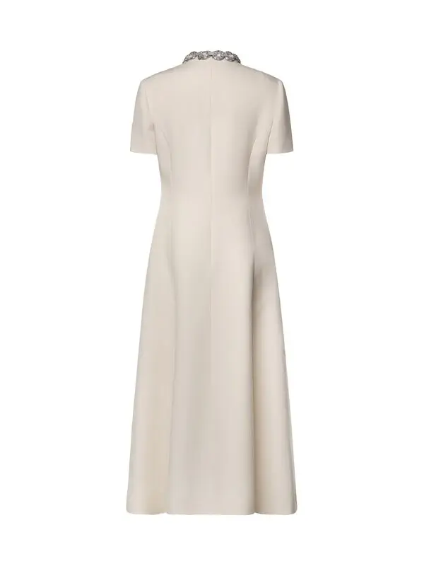 Valentino Garavani Crepe Couture Embroidered Midi Dress - No