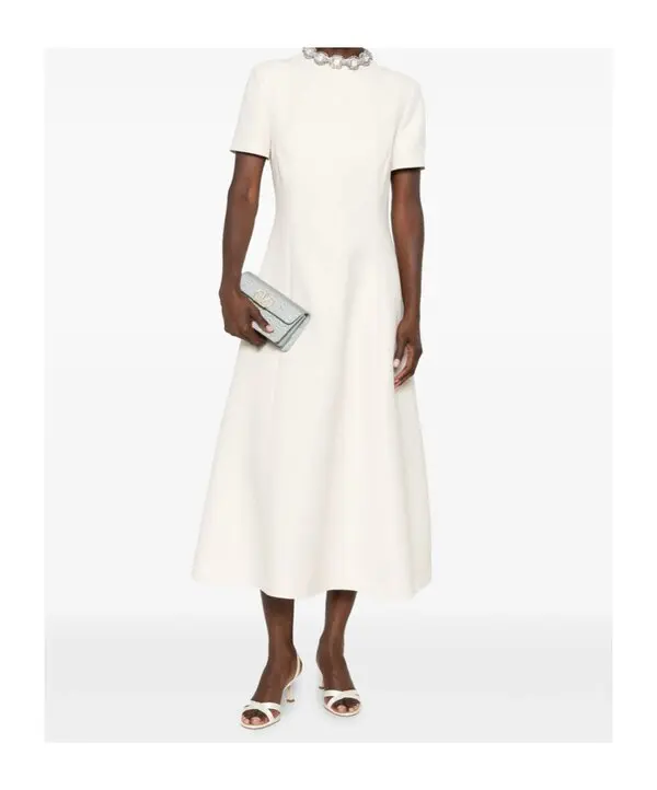 Valentino Garavani Crepe Couture Embroidered Midi Dress - No