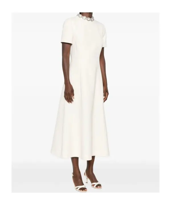 Valentino Garavani Crepe Couture Embroidered Midi Dress - No