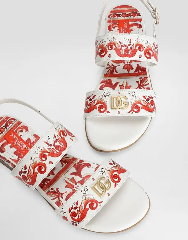 Dolce & Gabbana Majolica-print Calfskin Sandals