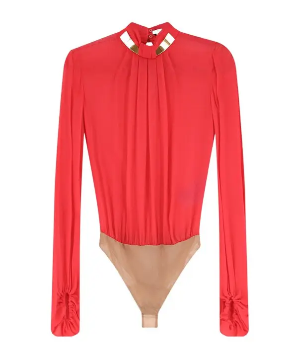 Elisabetta Franchi Long-sleeve Bodysuit - Red