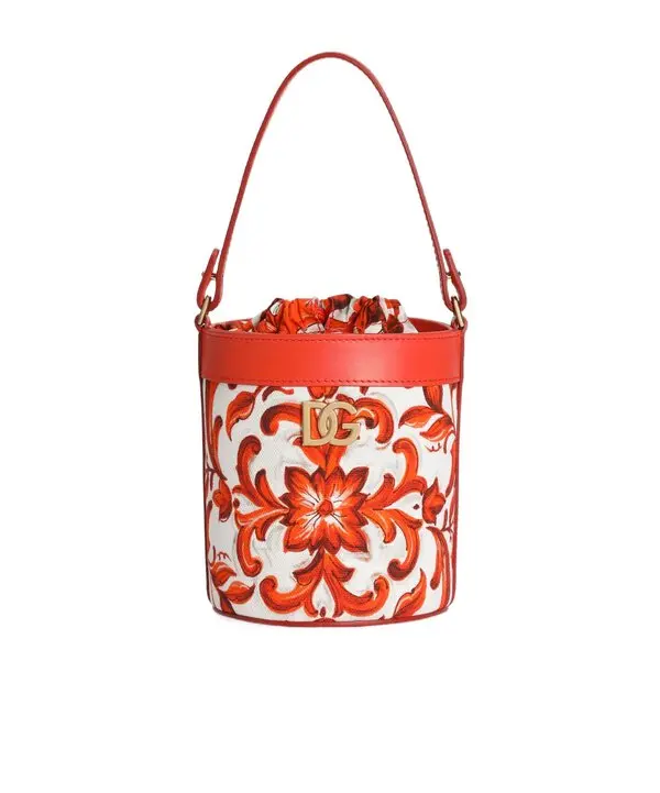 Dolce & Gabbana Bucket Bag In Majolica-print Canvas