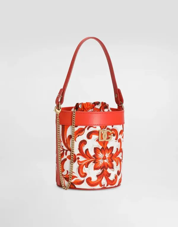 Dolce & Gabbana Bucket Bag In Majolica-print Canvas