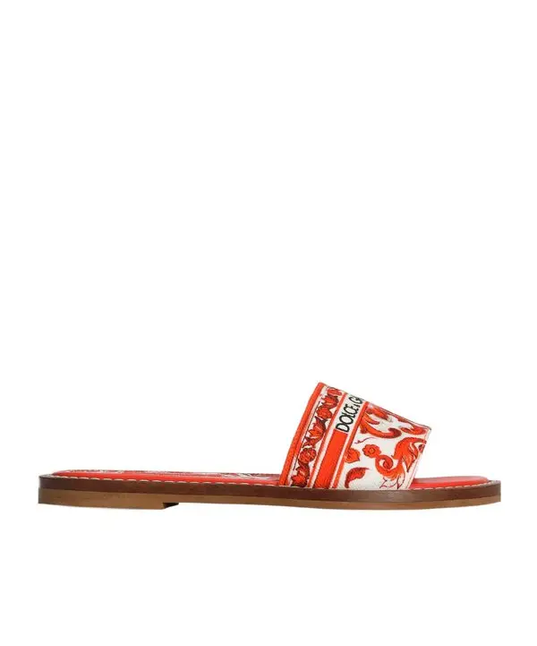 Dolce & Gabbana Majolica-print Canvas Flat Slippers - Multi-color