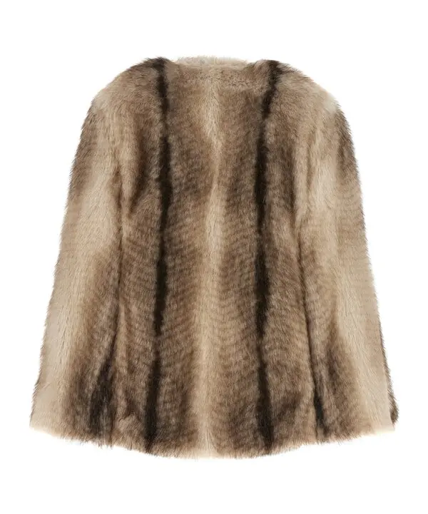 TWINSET V-neck Striped Fur Garment