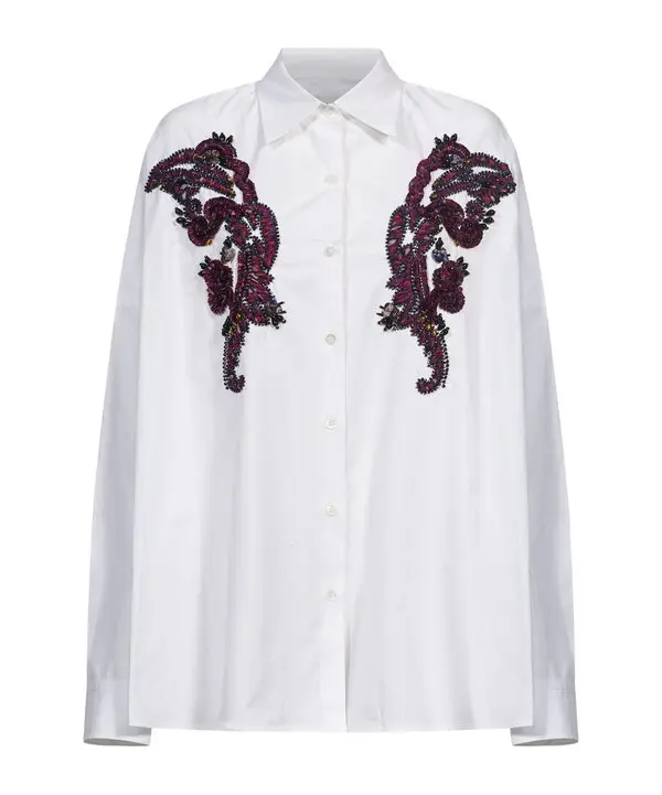 Dries Van Noten Embroidered Long-sleeved Shirt - White