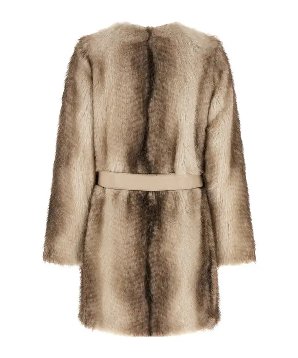 TWINSET Belted Faux Fur Coat - No