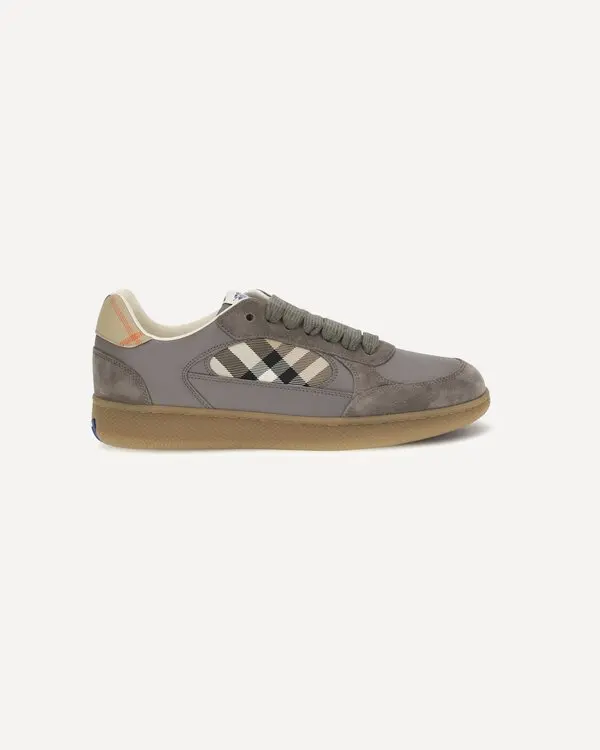 Burberry Terrace Leather And Check Sneakers