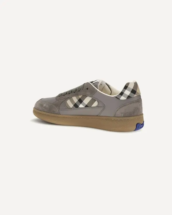Burberry Terrace Leather And Check Sneakers