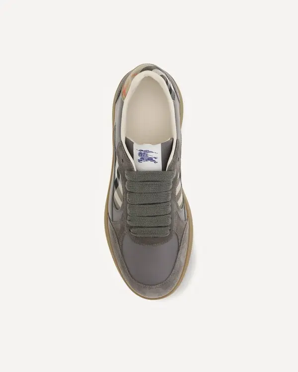 Burberry Terrace Leather And Check Sneakers