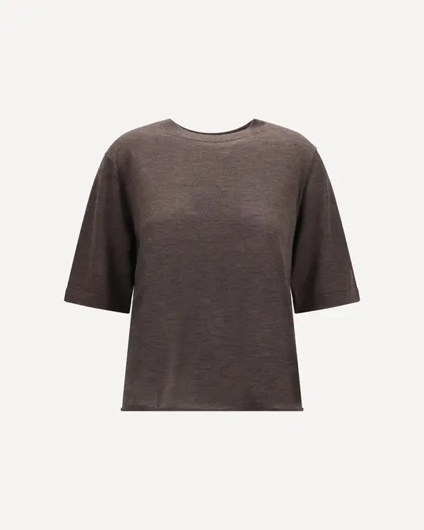 Loulou De Saison Fine-knit Cashmere T-shirt - Brown