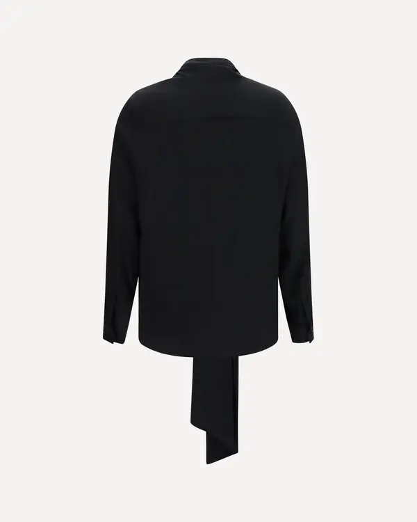 Burberry Silk Blouse With Embroidered Logo And Scarf Detail