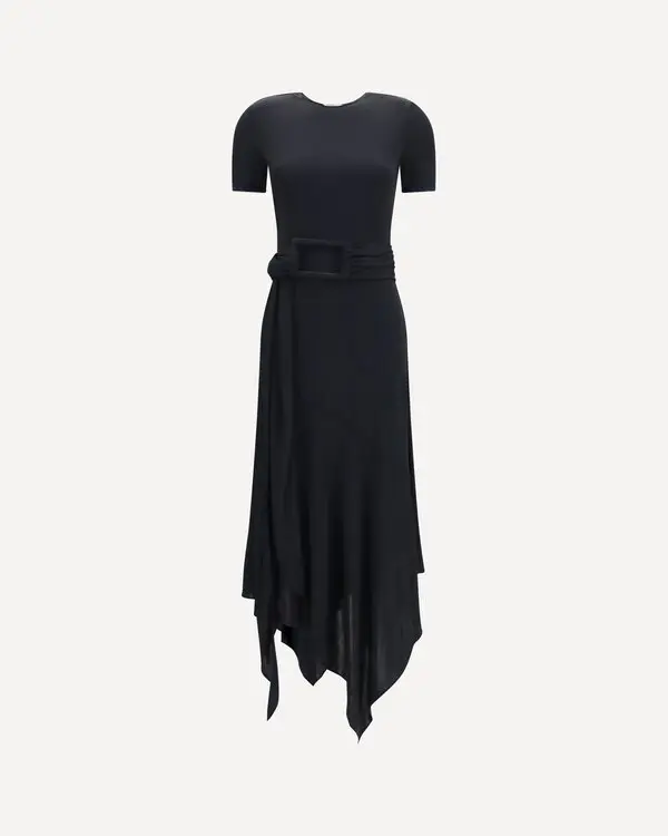 Alaïa Belted Jersey Midi Dress - Black