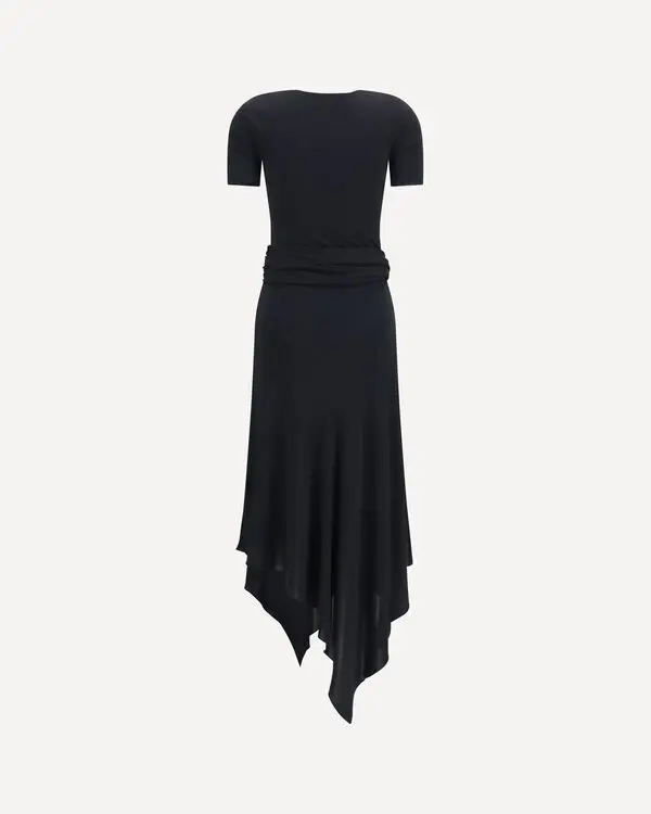 Alaïa Belted Jersey Midi Dress - Black