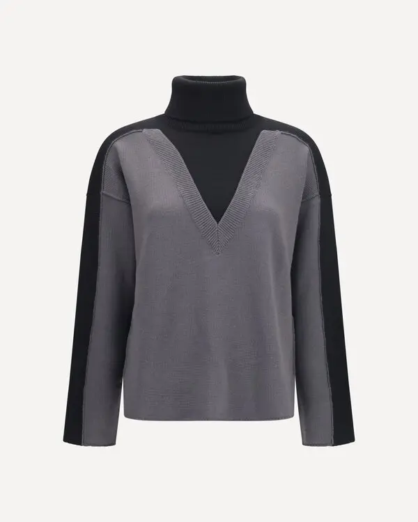 MAISON MARGIELA Two-tone High-neck Sweater - Black