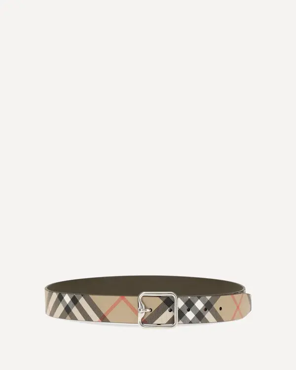 Burberry Reversible B Buckle Check Belt - Beige