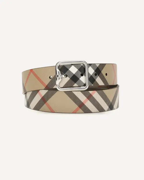 Burberry Reversible B Buckle Check Belt - Beige