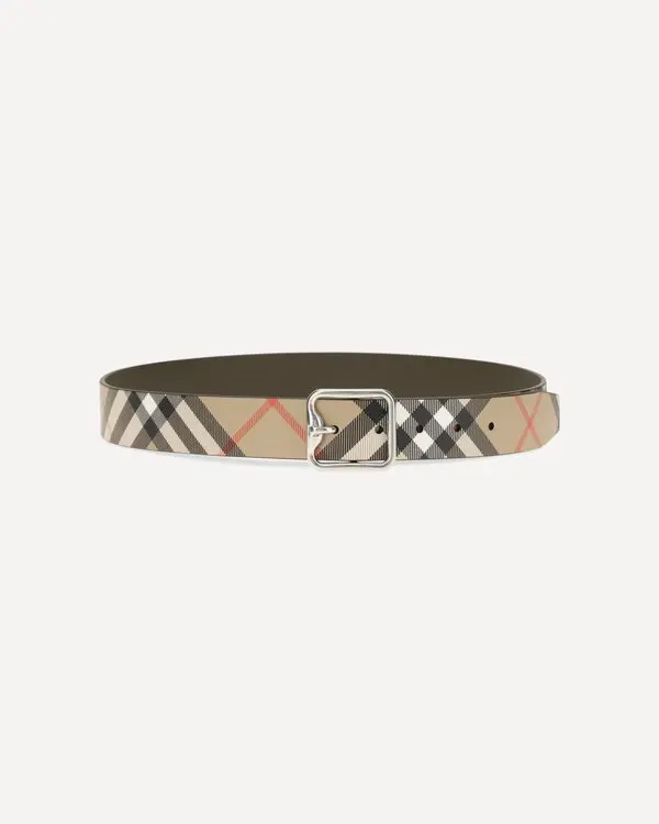 Burberry Reversible B Buckle Check Belt - Beige