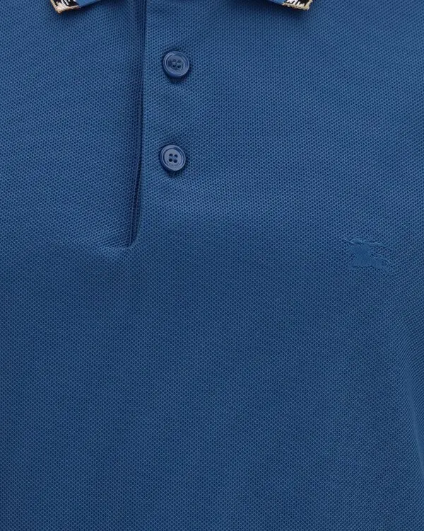 Burberry Cotton Polo With Check Tris Ale