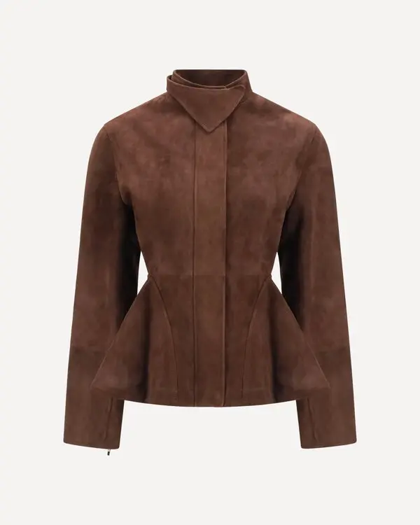 Alaïa Peplum Jacket In Suede Goatskin