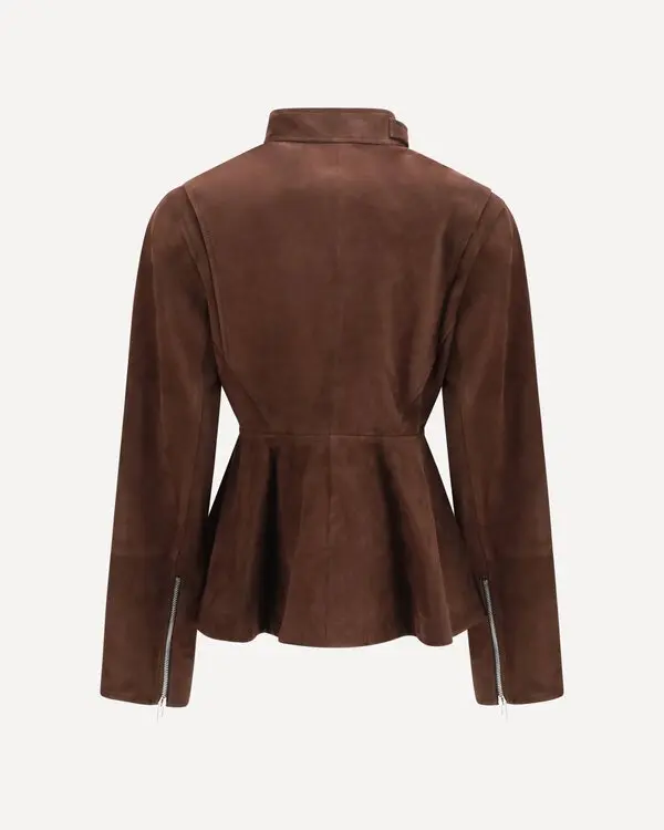 Alaïa Peplum Jacket In Suede Goatskin