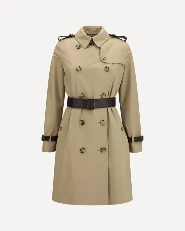 Burberry Kensington Midi Leather Trench - Beige