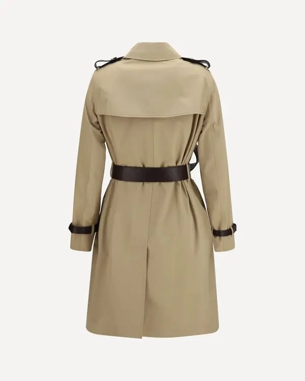 Burberry Kensington Midi Leather Trench - Beige