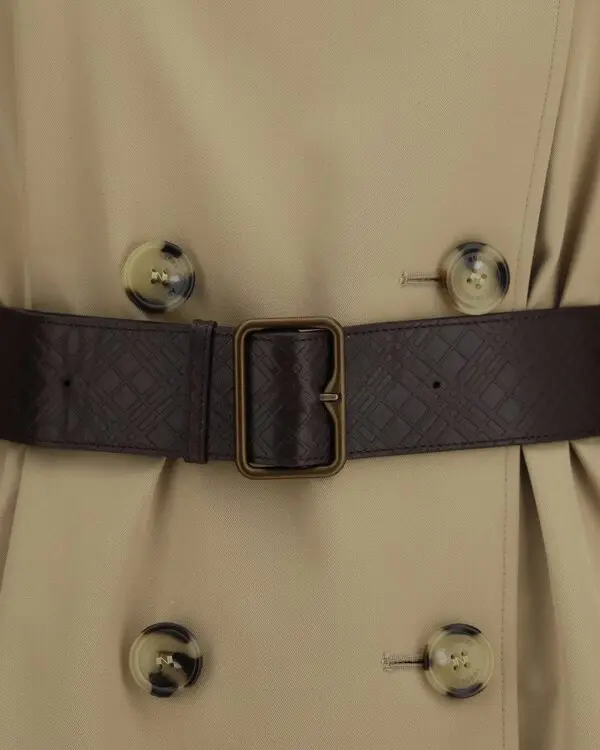 Burberry Kensington Midi Leather Trench - Beige