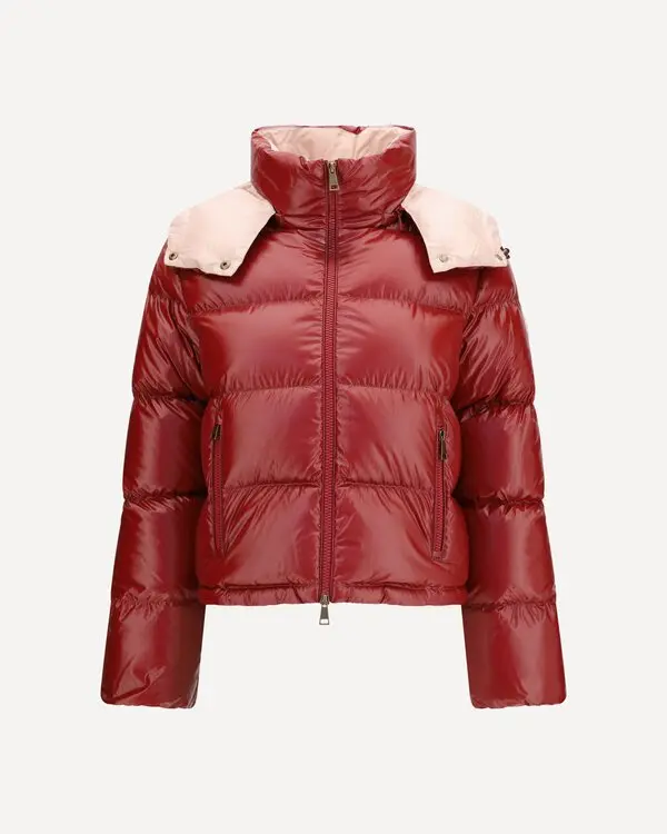 Moncler Niveole Short Nylon Down Jacket - Red