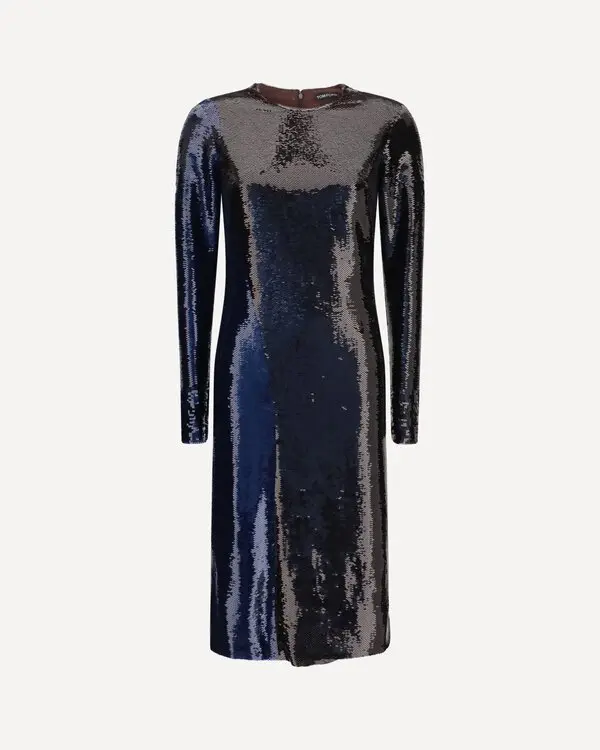 TOM FORD Two-tone Sequin Long Sleeve Dress - Blue