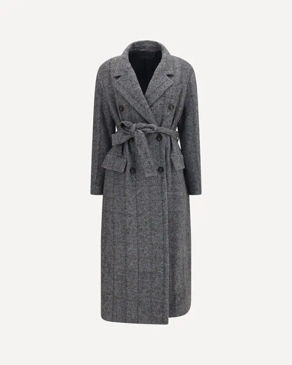 Brunello Cucinelli Long Alpaca-blend Coat With Belt