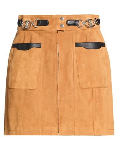 Rabanne Suede Mini Skirt With Leather Trims - Camel