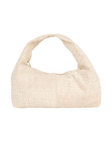 LAURA DI MAGGIO Dark Leather Hobo Bag With Crocodile-effect - Beige