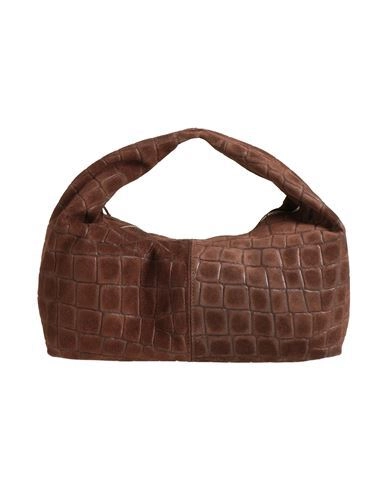 LAURA DI MAGGIO Suede Crocodile-effect Hobo Bag - Brown
