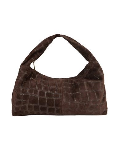 LAURA DI MAGGIO Suede Crocodile-effect Hobo Bag - Brown