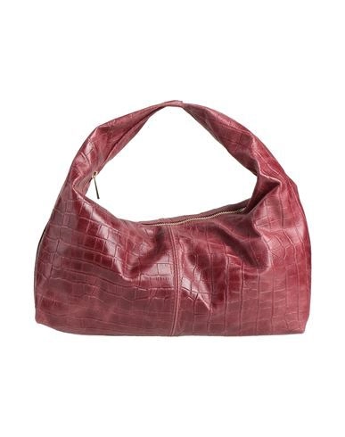 LAURA DI MAGGIO Dark Leather Hobo Bag With Crocodile-effect - Red
