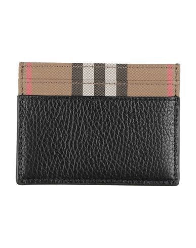 Burberry Cardholder Calfskin, Textile Fibers - Black