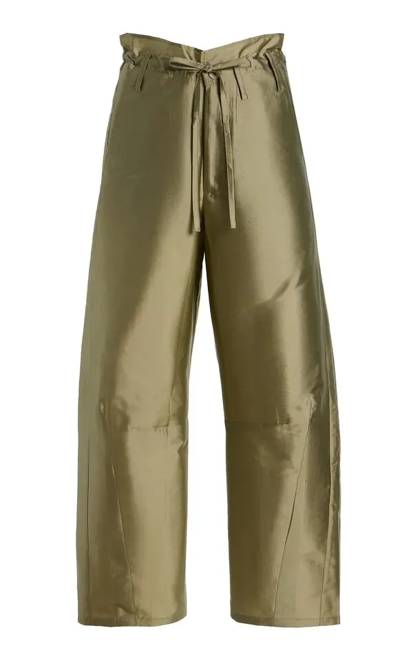 Chan Luu Techno Taffeta Wide-leg Pants - Green