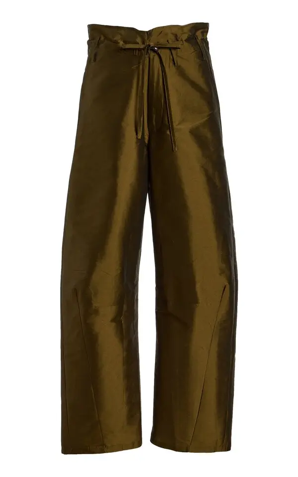 Chan Luu Techno Taffeta Wide-leg Pants - Olive