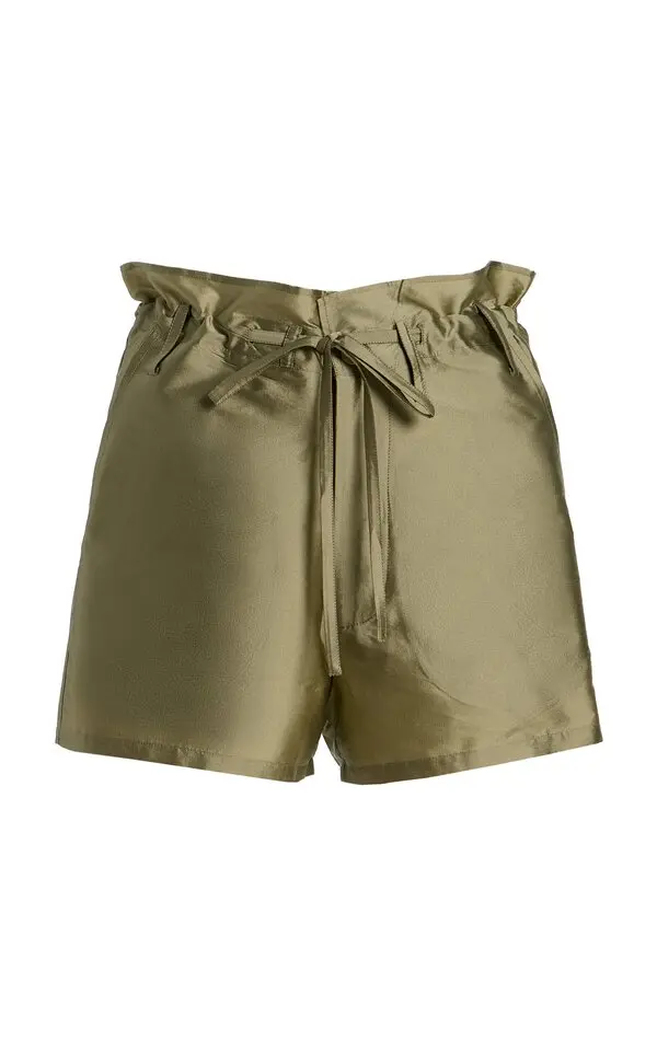 Chan Luu Techno Taffeta Shorts With Drawstring Waist - Green
