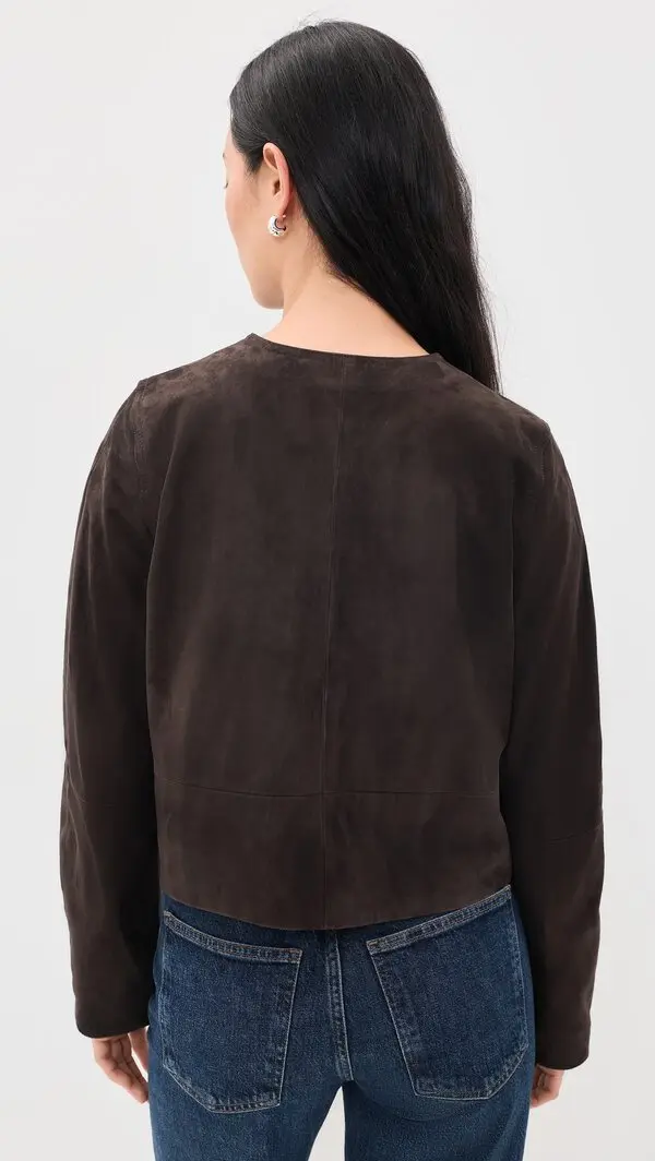 Vince Collarless Cropped Suede Jacket