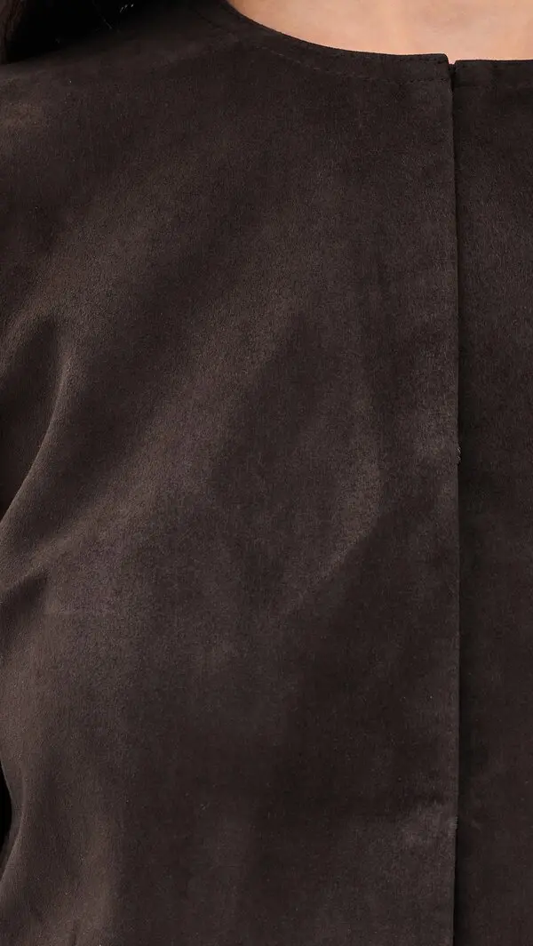 Vince Collarless Cropped Suede Jacket