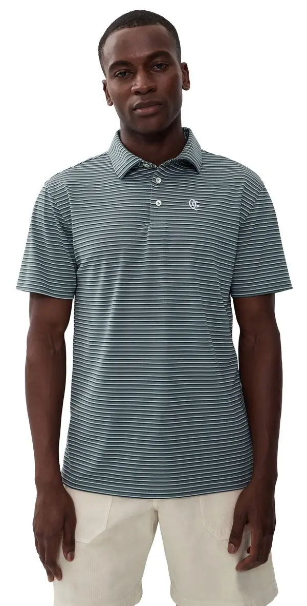 QUIET GOLF Sunny Stripe Polo - Fern