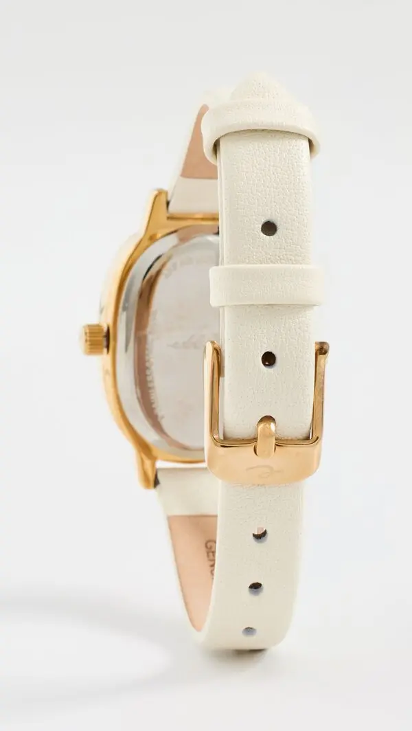 Ettika Timeless Texture Leather Watch With Mother-of-pearl Dial