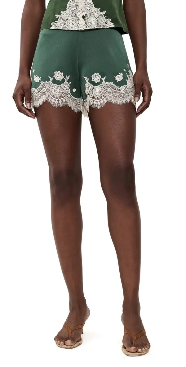 Alice + Olivia Elissa Lace Shorts - Dark Fern