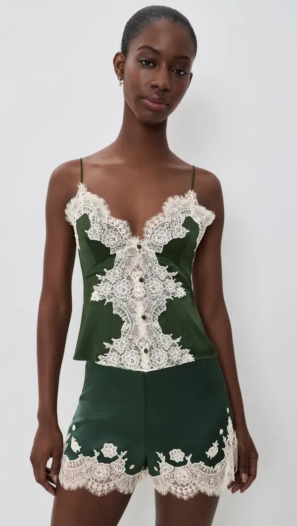 Alice + Olivia Julietta Cutaway Lace Slip Top