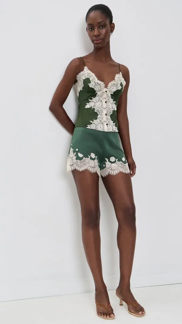 Alice + Olivia Julietta Cutaway Lace Slip Top