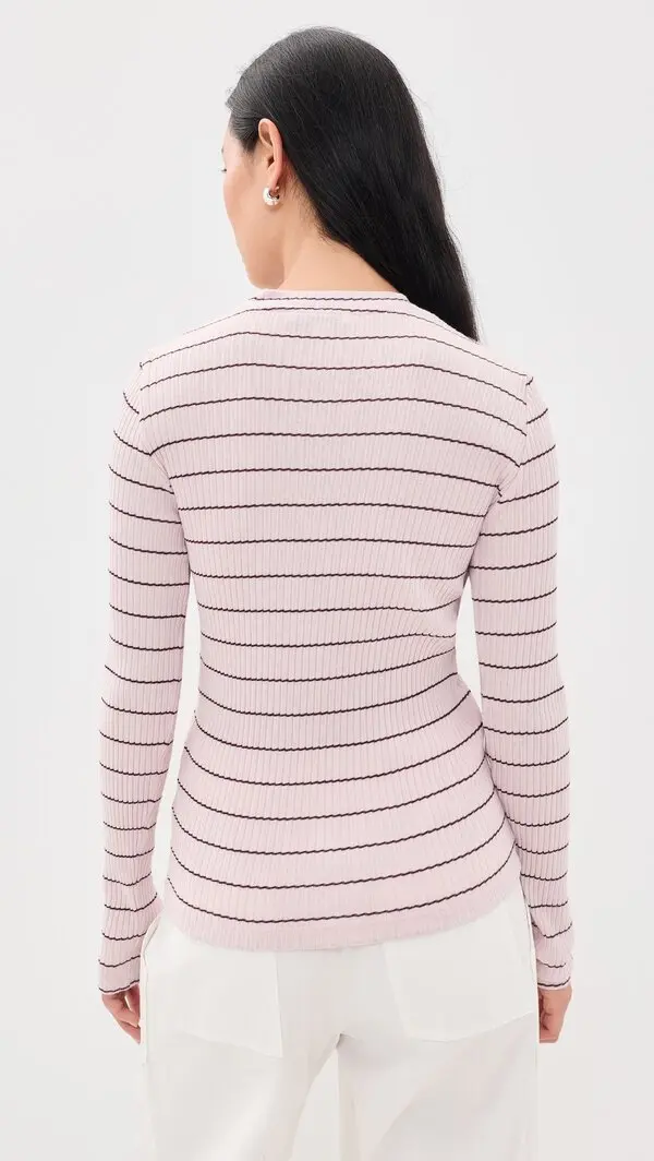 Vince Rib Stripe Long Sleeve Crew Tee